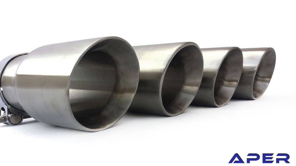 60mm Exhaust Tip Brushed Angle Cut SS304 | # APER AUTOSTYLE
