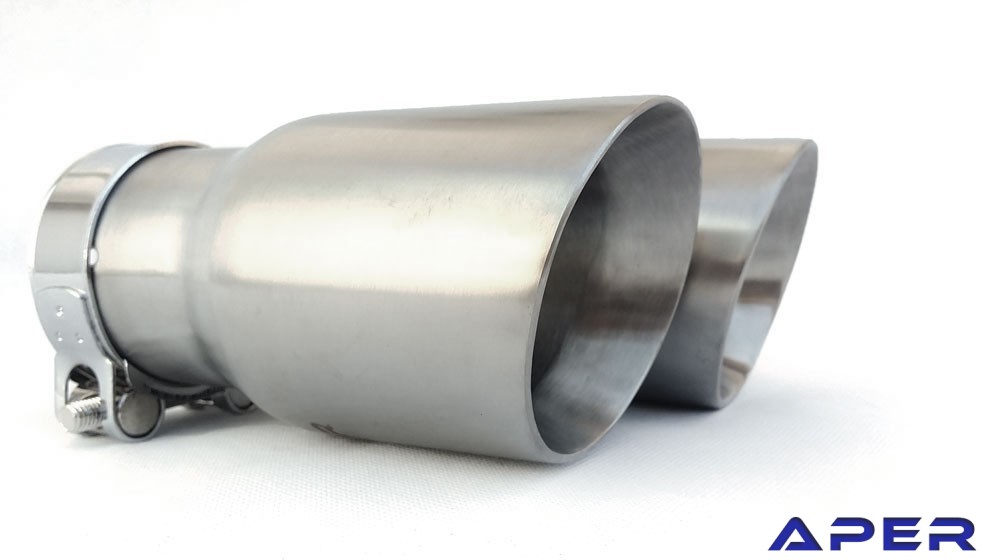 60mm Exhaust Tip Brushed Angle Cut SS304 | # APER AUTOSTYLE