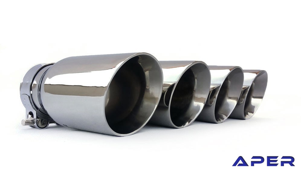 Chrome Exhaust Tips Angle Cut High Quality | # APER AUTOSTYLE